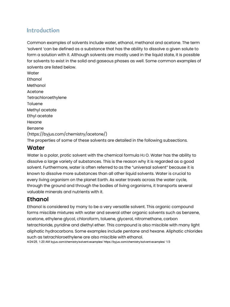 Solvent Details System | PDF | Solvent | Ethanol