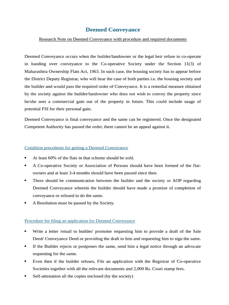 Deemed Conveyance | PDF | Deed | Conveyancing