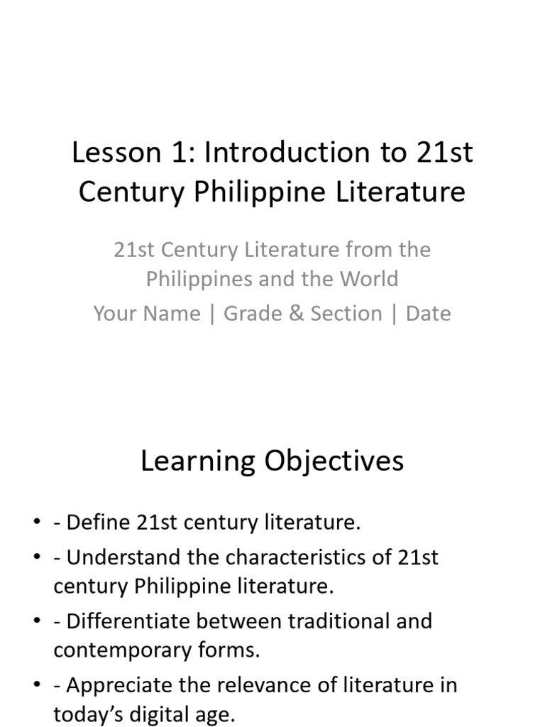 Introduction To 21st Century Philippine Literature | PDF | Essays | Human Communication
