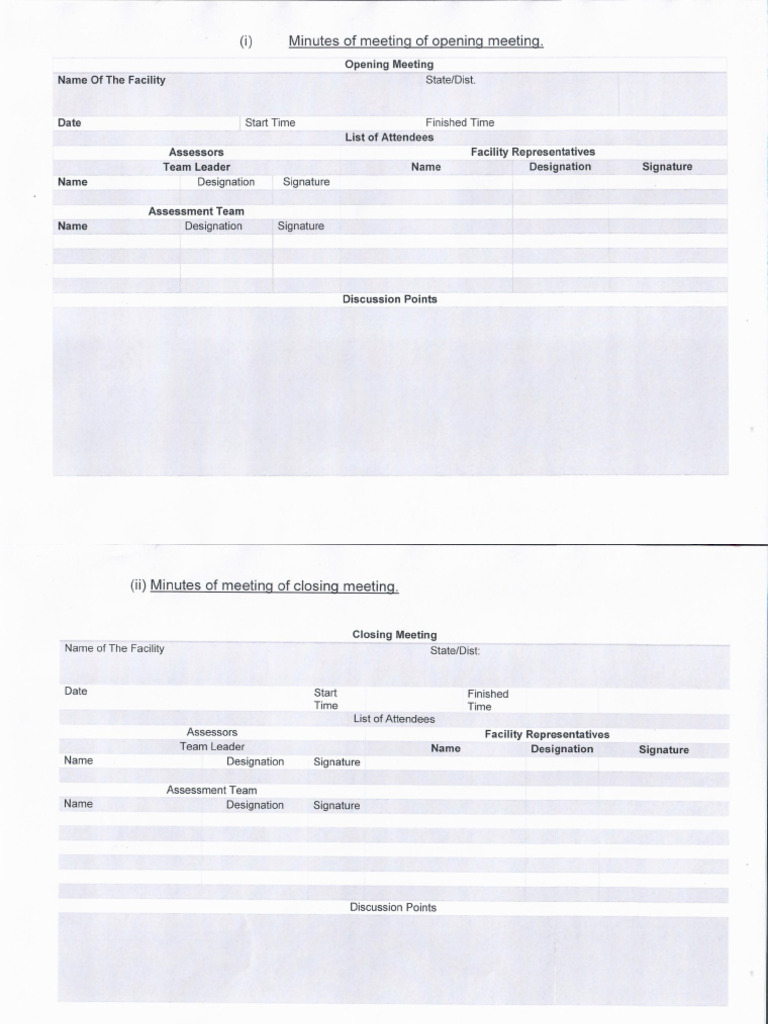 Opening & Closing Meeting Format | PDF