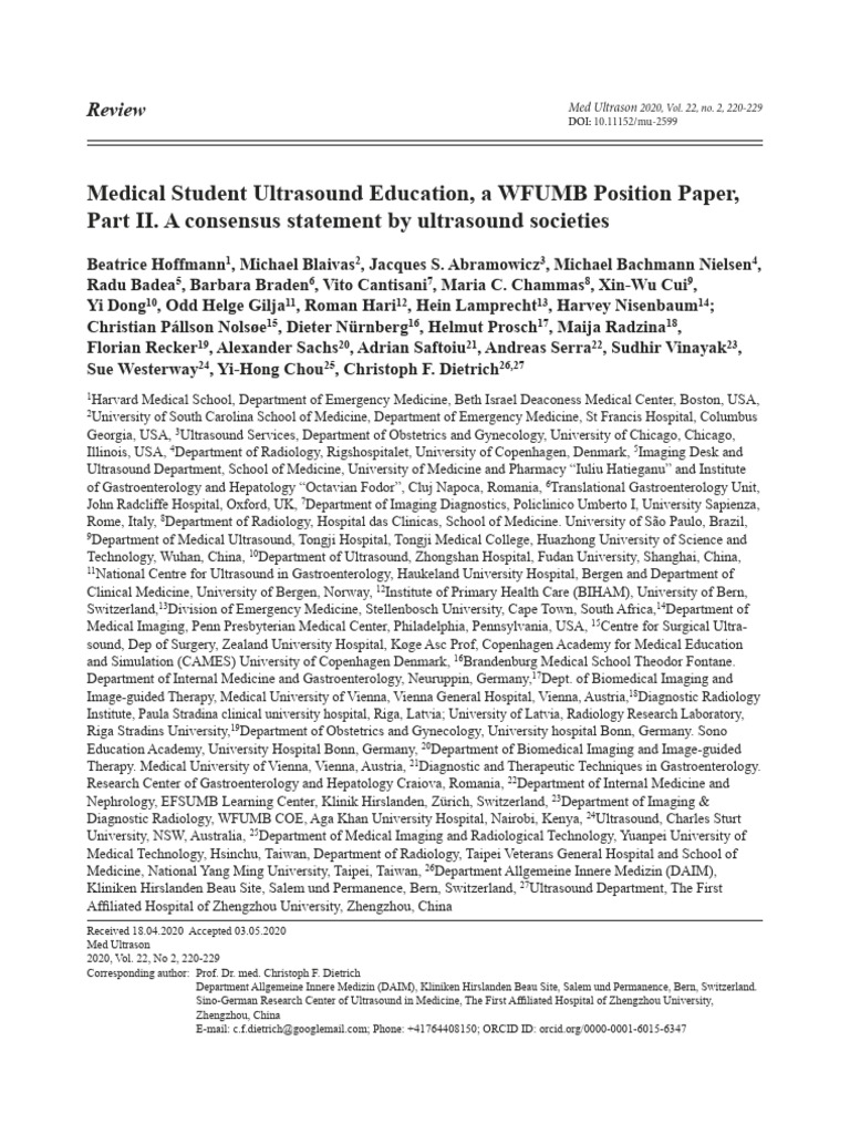2020 - Medical Student Ultrasound Education, A WFUMB Position Paper | PDF | Data Compression ...