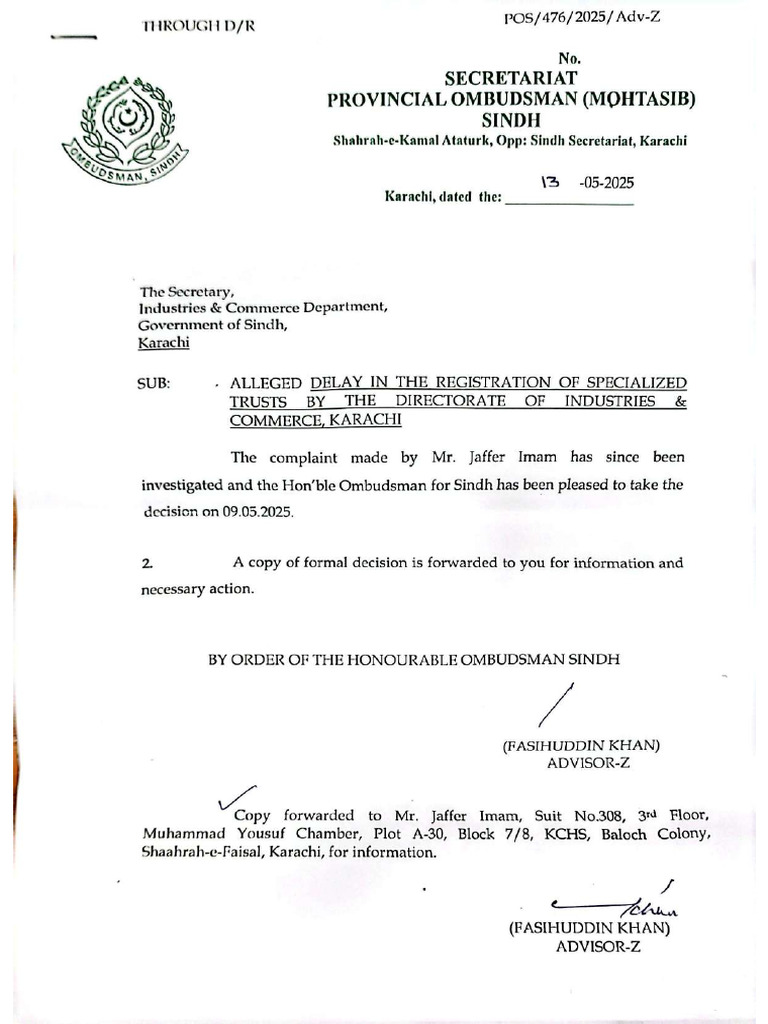 Ombudsman Decision Regarding Funds NOC | PDF