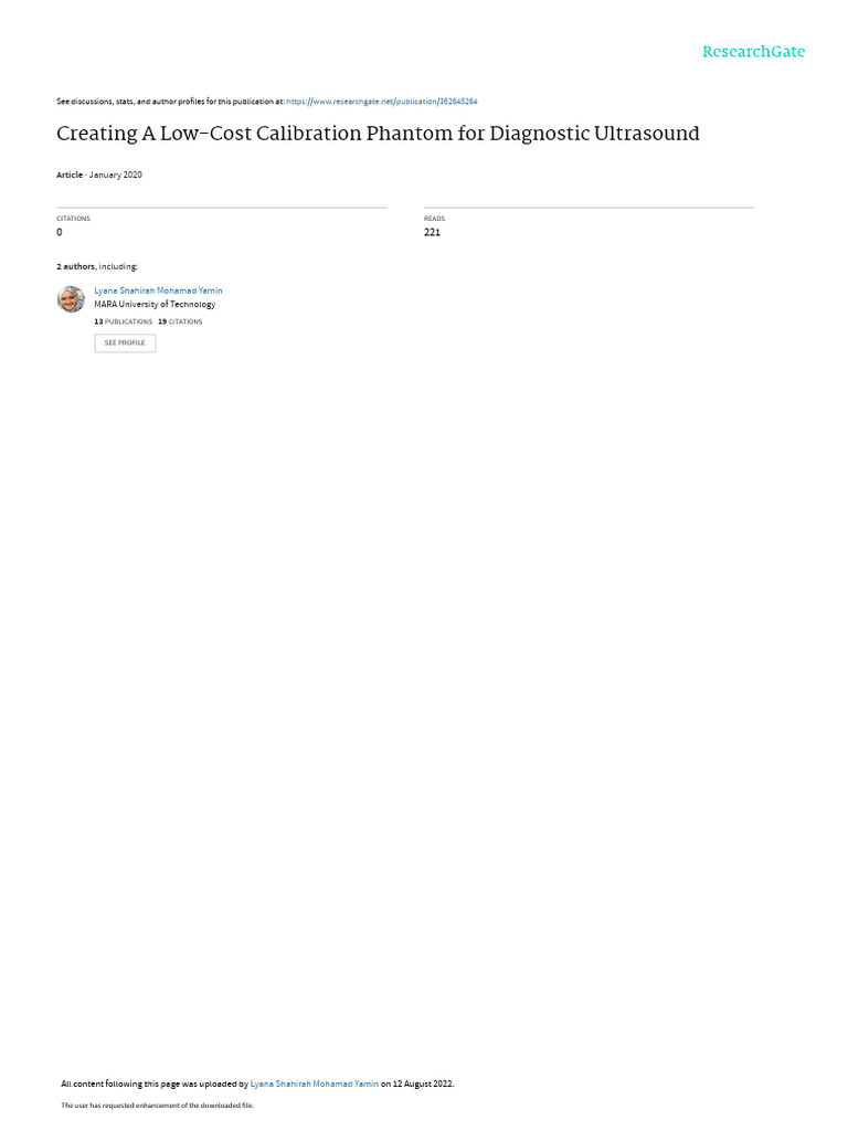 2021 - Creating A Low-Cost Calibration Phantom For Diagnostic USG | PDF ...
