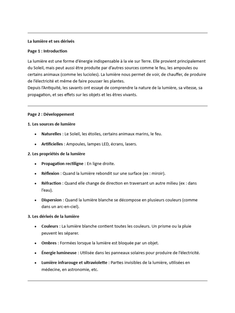 Propriétés essentielles de la lumière | PDF