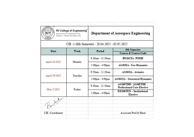 6th SEM TimeTable | PDF