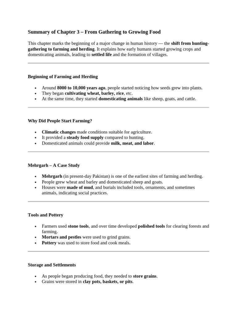 From Gathering to Growing Food | PDF