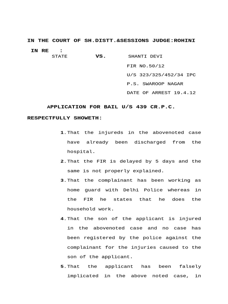 Bail Application 323 452 34 439 Shanti Devi Pyare Lal | PDF | Bail | Crime & Violence
