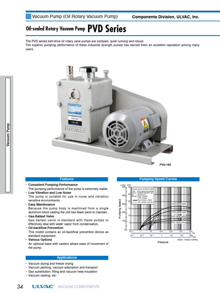 Pump Oil Rotary PVD Series | PDF | Vacuum | Pump