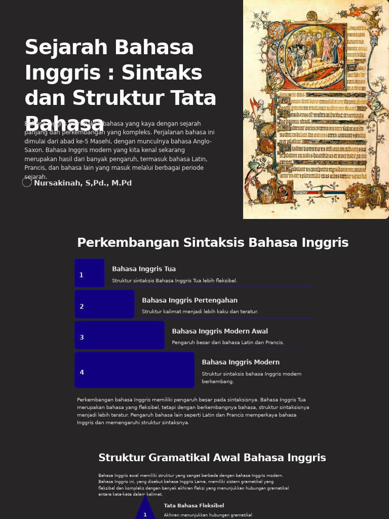 Sejarah Bahasa Inggris Sintaks Dan Struktur Tata Bahasa | PDF