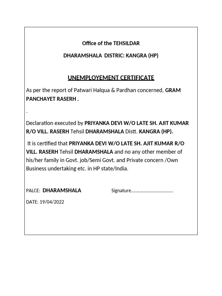 Declaration Unemployement | PDF