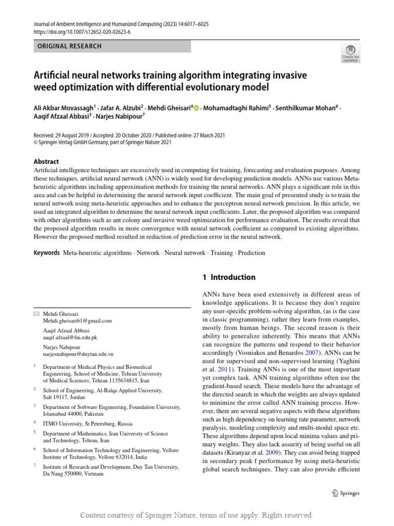 ANN Training with Invasive Weed Optimization | PDF | Mathematical ...