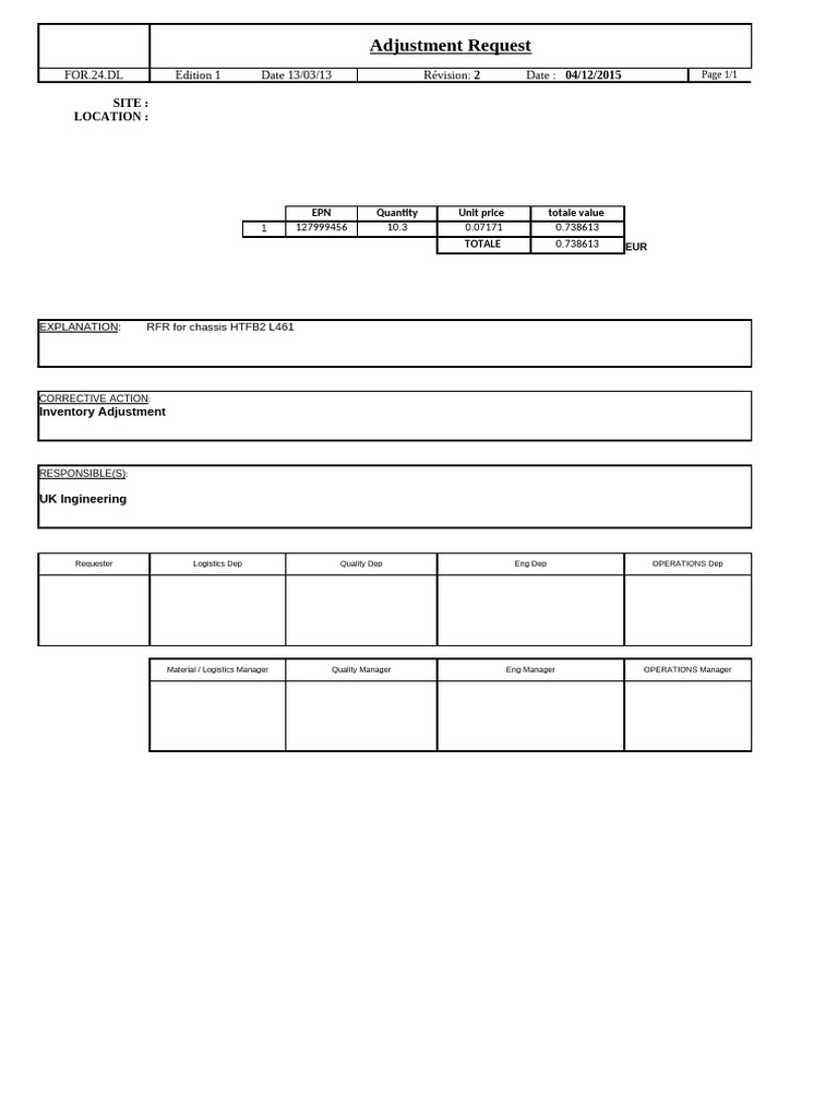 Adjustment Request RFR | PDF