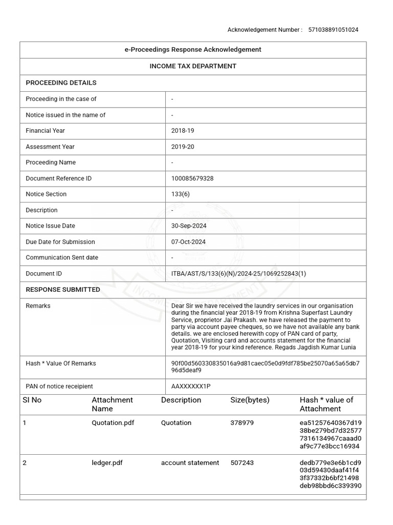 Acknowledgement 571038891051024 | PDF | Payments