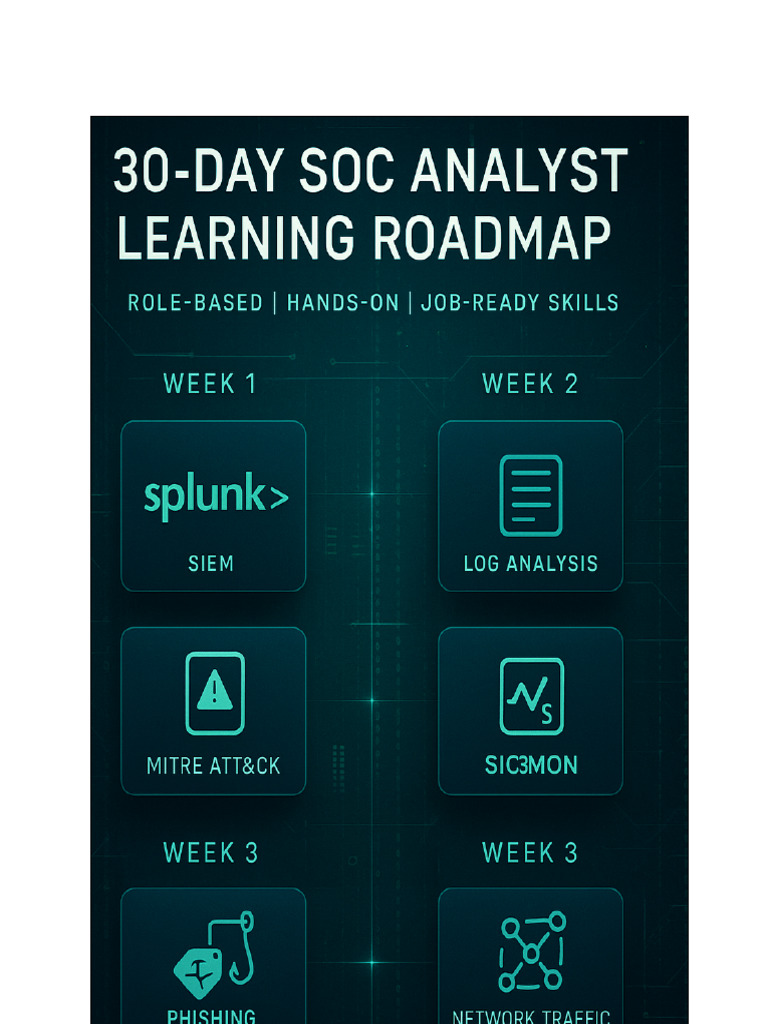 SOC Analyst L1 - 30-Day Role-Based Learning Roadmap | PDF | Information ...