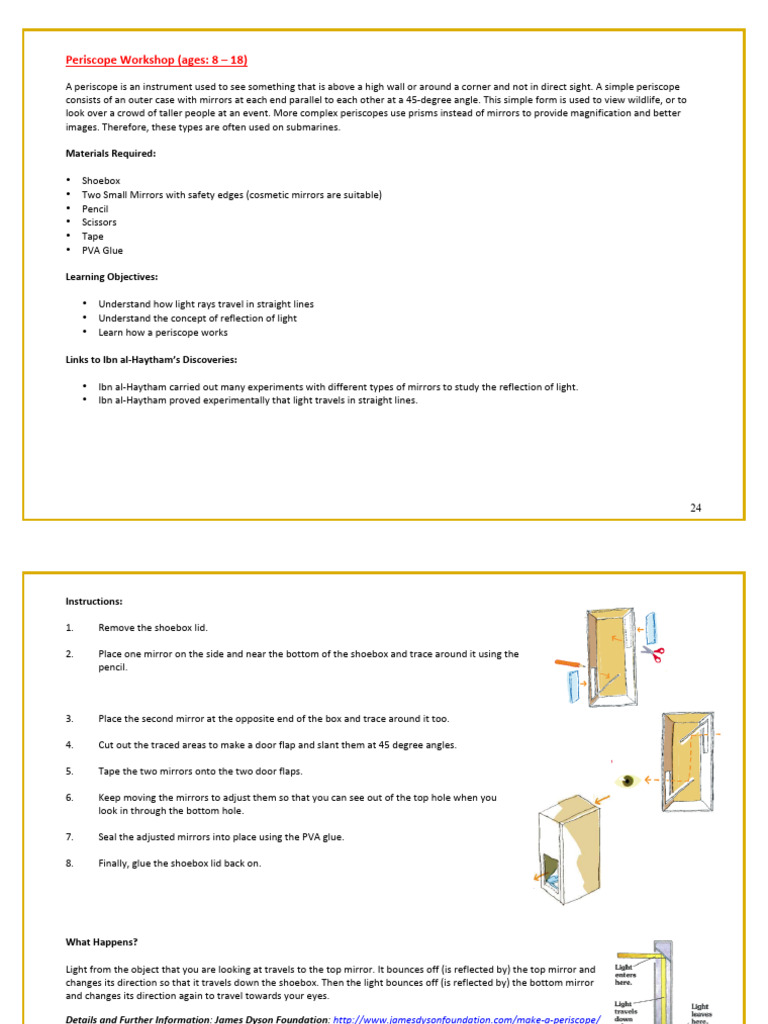 Build a Simple Periscope Workshop | PDF | Mirror | Electromagnetic ...
