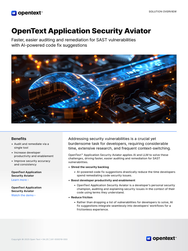 Opentext Application Security Aviator Slo en | PDF