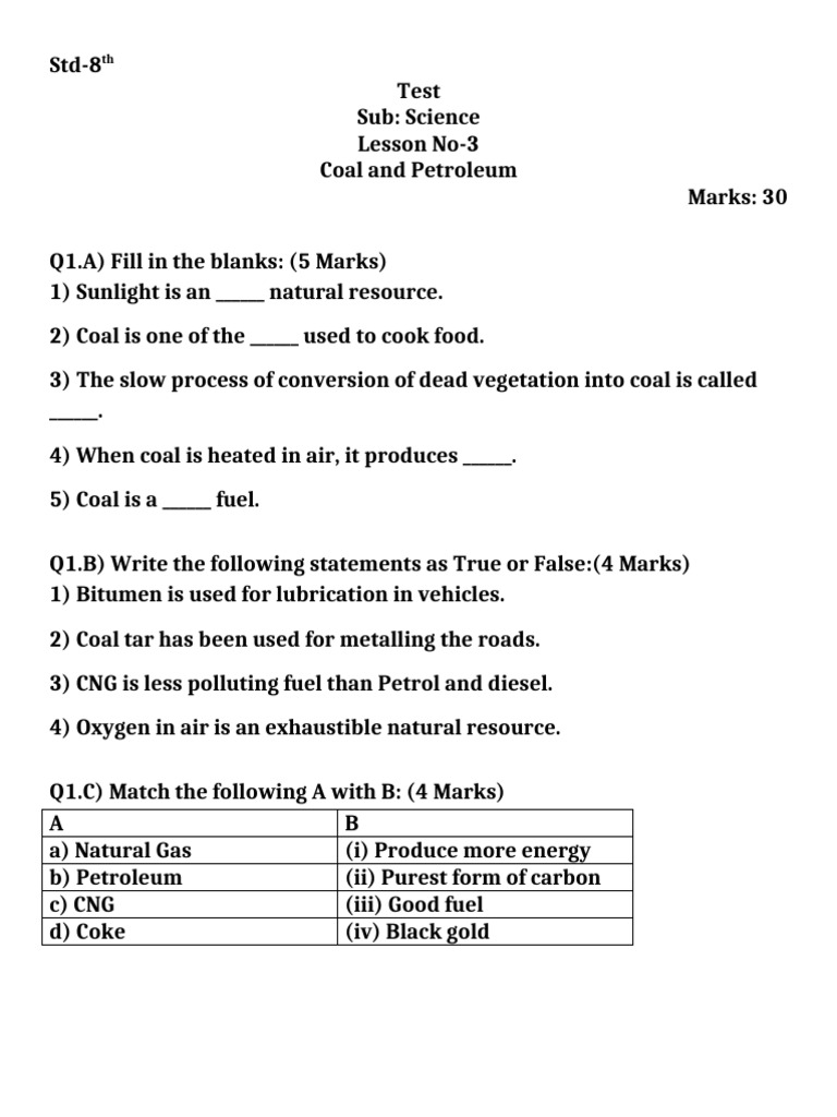 Proper Std8 Science Test Lesson3 | PDF