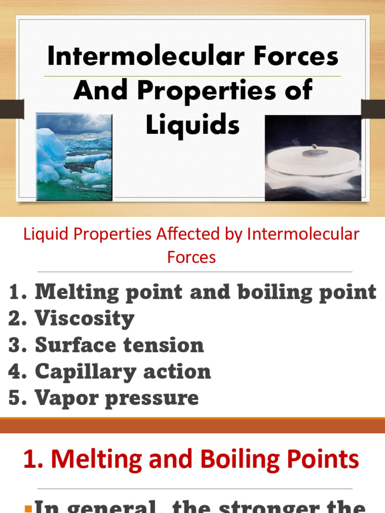 Intermolecular Forces and Liquid Properties | PDF