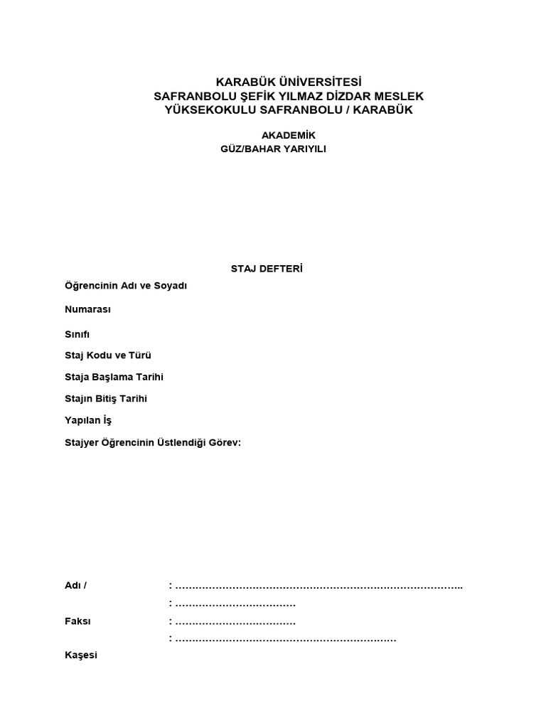 Staj Defteri | PDF
