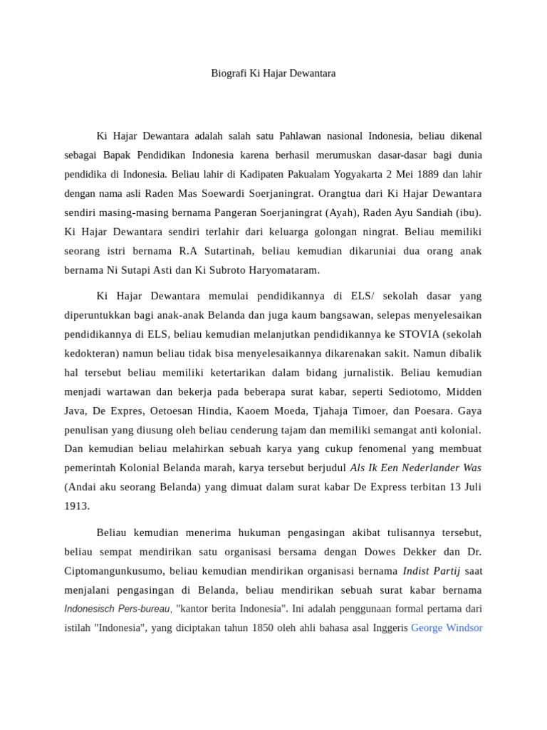 Biografi Ki Hajar Dewantara | PDF