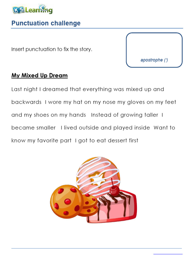Grade 2 Punctuation Challenge Worksheet | PDF