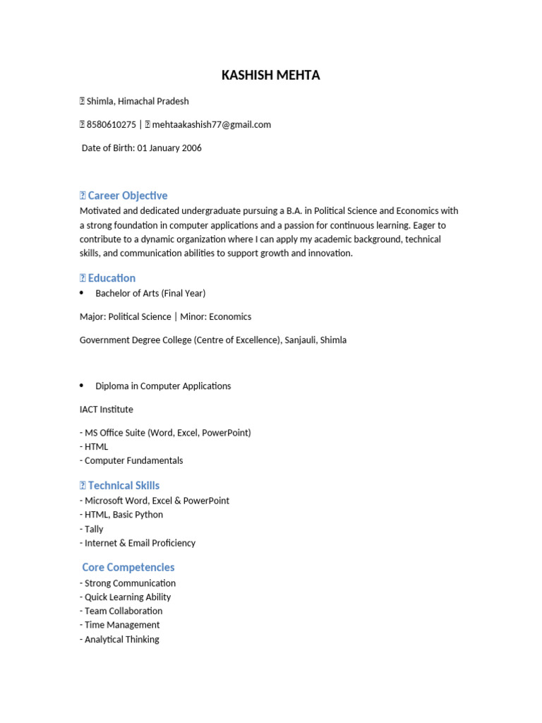 Kashish Mehta Resume Updated | PDF