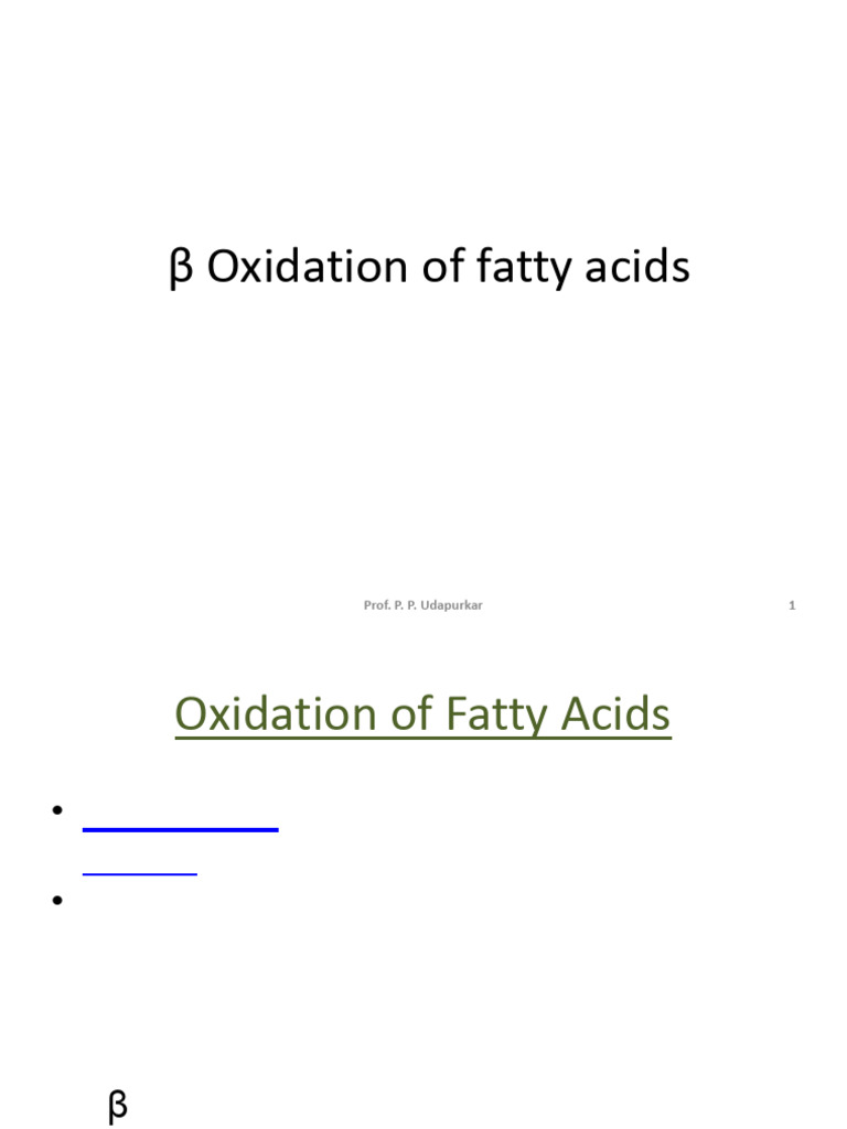 Beta Oxidation of Fatty Acids Overview | PDF | Biomolecules | Biochemistry