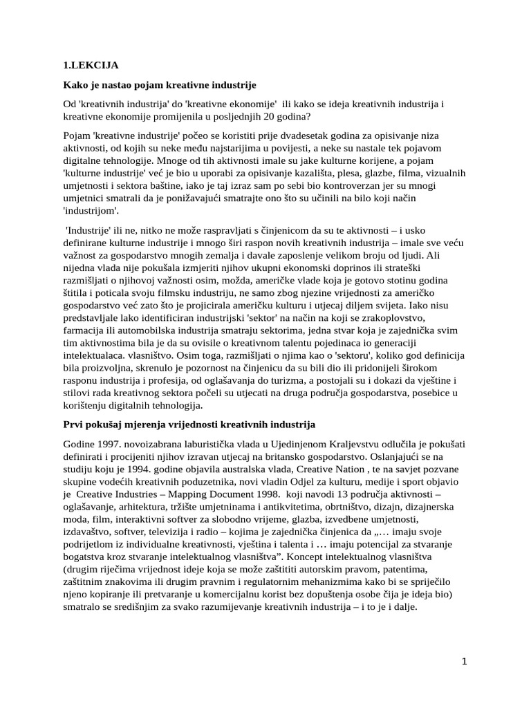 Kreativna Ekonomija 2. Skripta | PDF