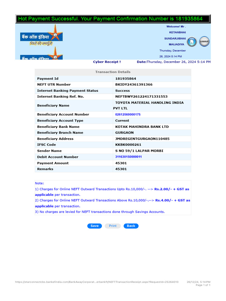 Bank of India Internet Banking Maintenance-1 | PDF | Financial ...