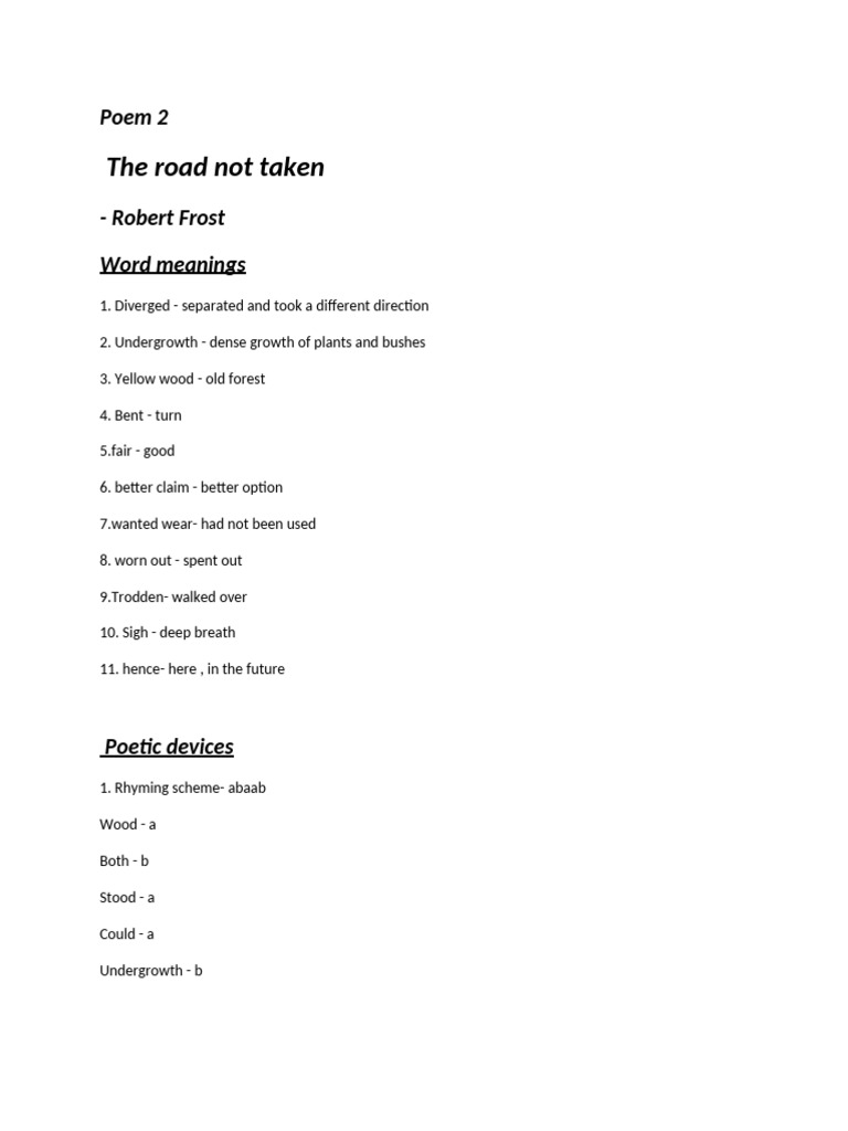 Poem 2 - The Road Not Taken | PDF | Poetry