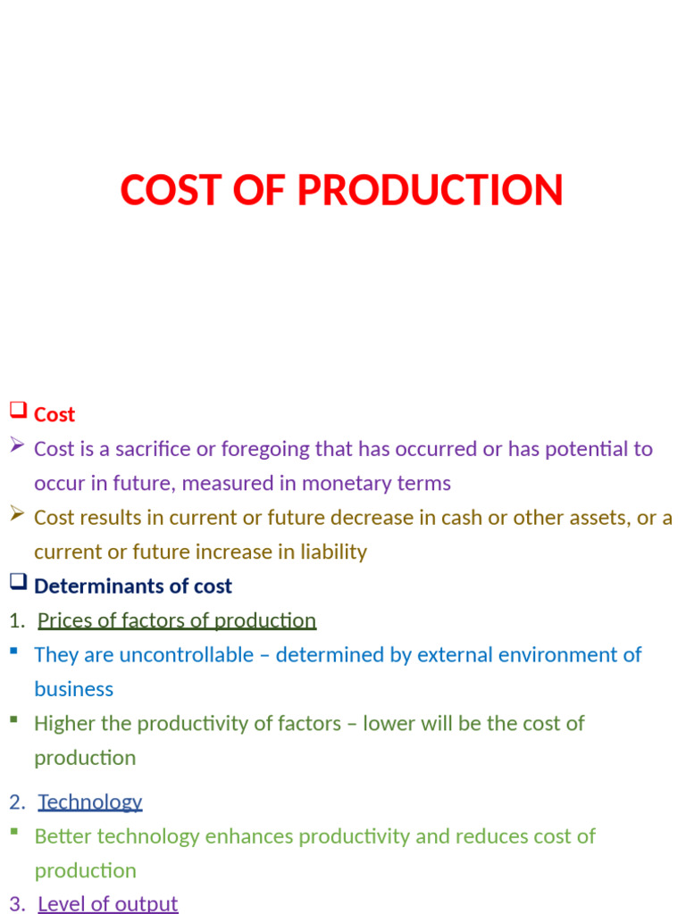 Understanding Production Costs and Functions | PDF | Average Cost ...