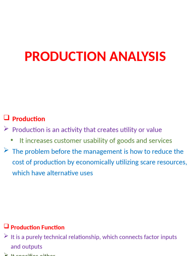 Production Analysis | PDF | Production Function | Economies Of Scale