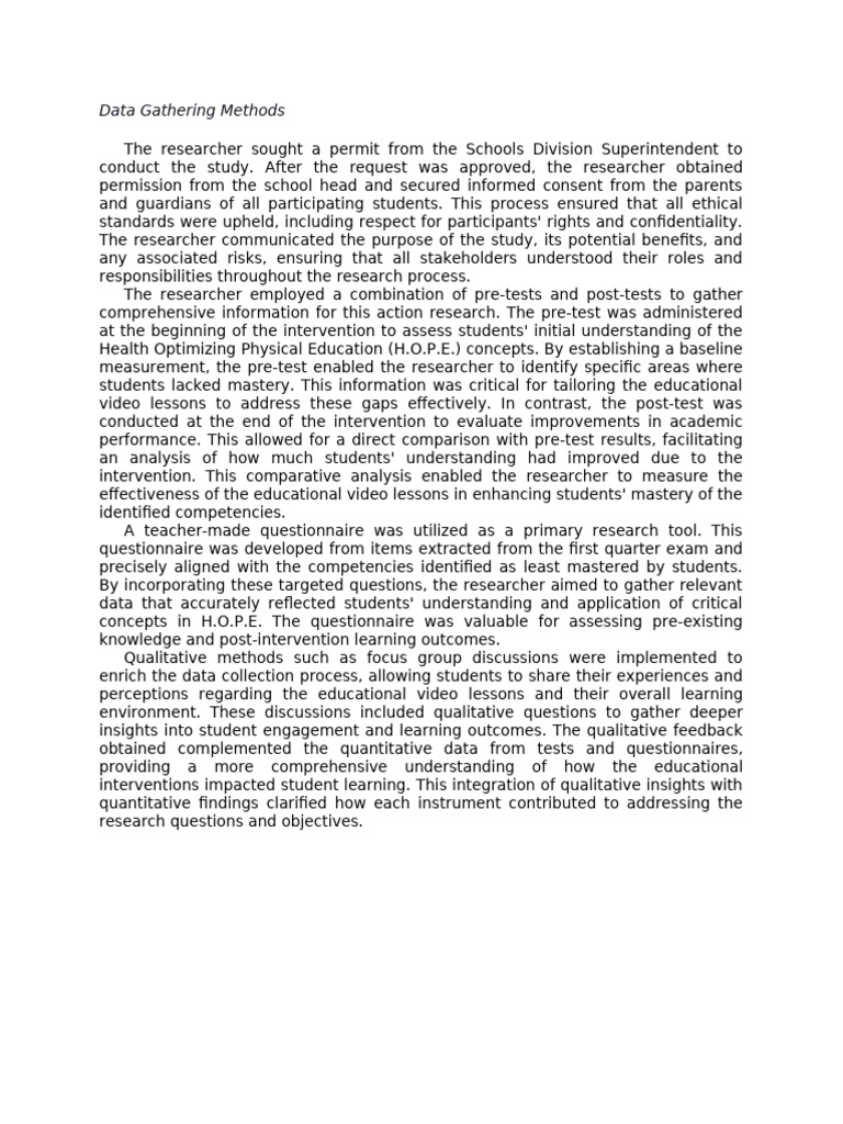 Practice 2 - Data Gathering Methods | PDF | Cognition | Learning