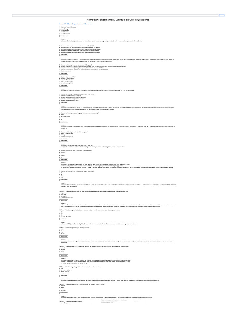3computer Fundamental MCQ (Multiple Choice Questions) - Sanfoundry | PDF | Computer Data Storage ...