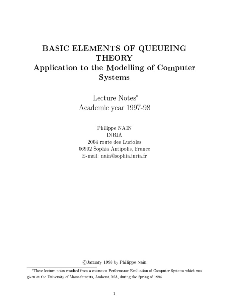 Basic Elements of Queueing Theory | PDF | Probability Theory | Applied ...