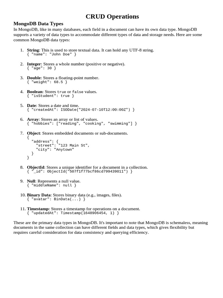 Module 3 CRUD Operations | PDF | Data Type | Regular Expression