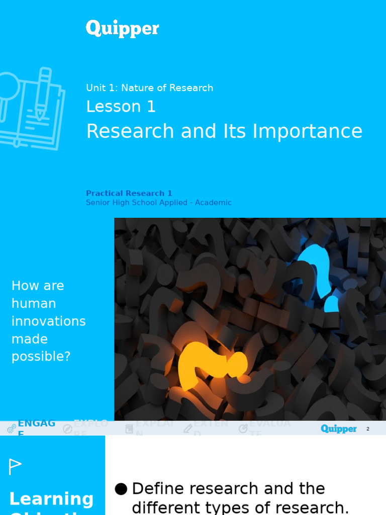 PR 1 Unit 1 Lesson 1 | PDF | Basic Research | Knowledge