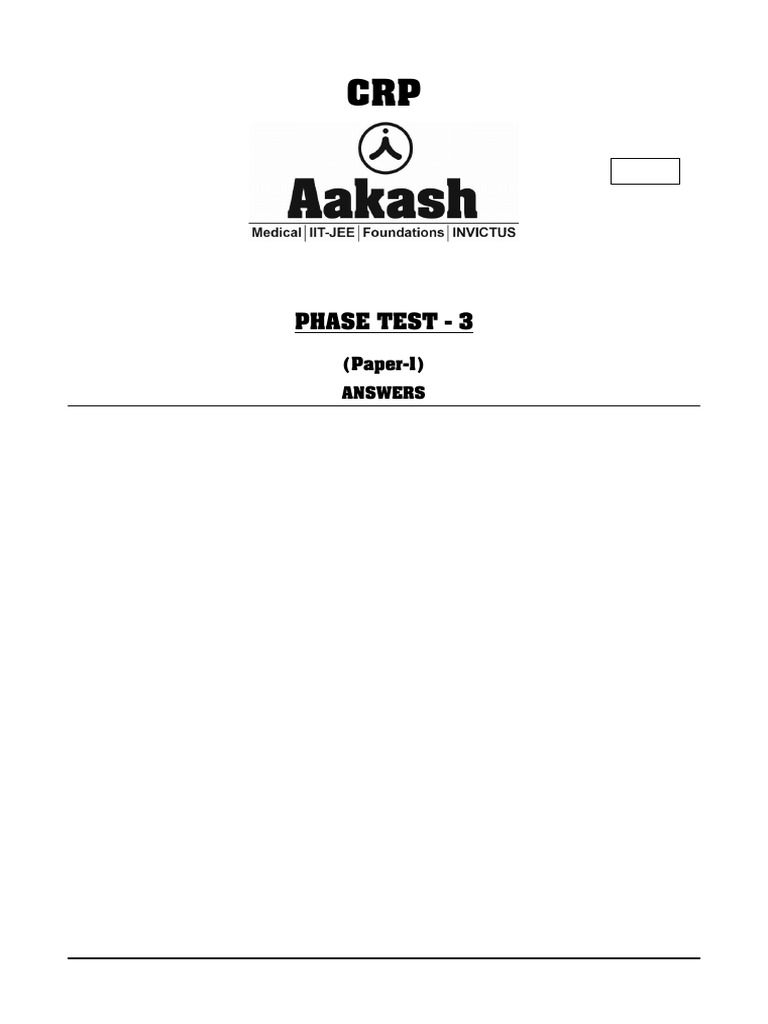 Phase Test 3 Answers: Physics, Chemistry, Math | PDF | Chess Theory | Chess
