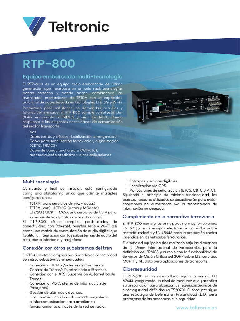 RTP-800 Brochure ESP 2024 06 19 | PDF | Lte (Telecomunicaciones ...
