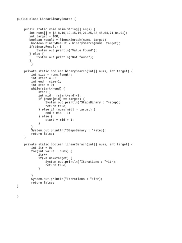 Linear Binary Search | PDF