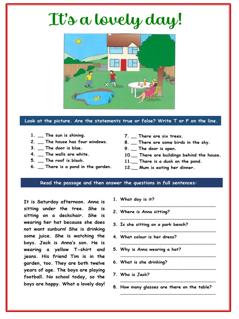 Picture Description Exercise 151970 | PDF