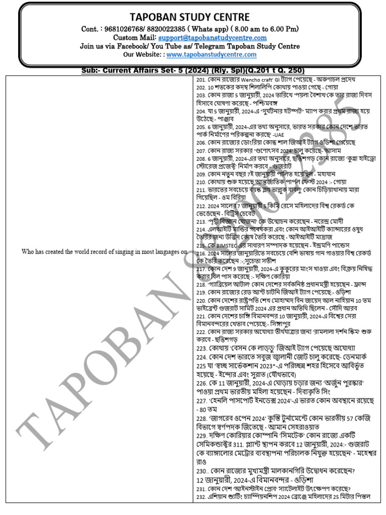 Current Affairs January 2024 Updates | PDF
