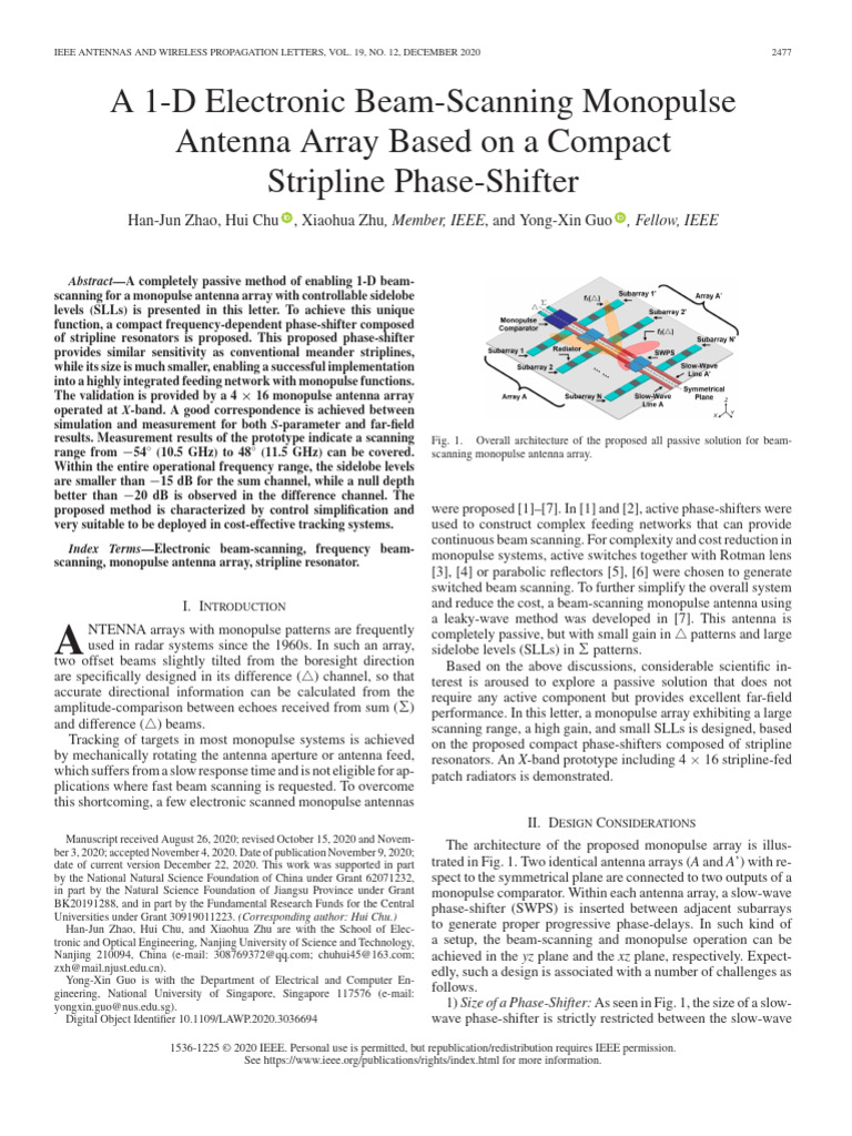 1-D Beam-Scanning Monopulse Antenna Array | PDF | Antenna (Radio ...