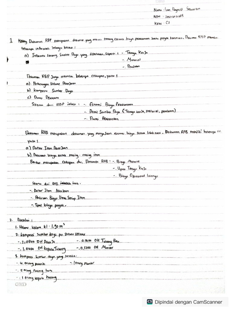 C2 - 202161121083 - Ivan Raynold Soewarlan - UAS Manajemen Biaya Proyek Konstruksi | PDF
