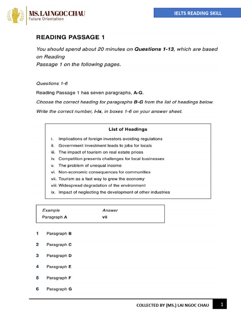 Reading (Diagnostic Test) | PDF