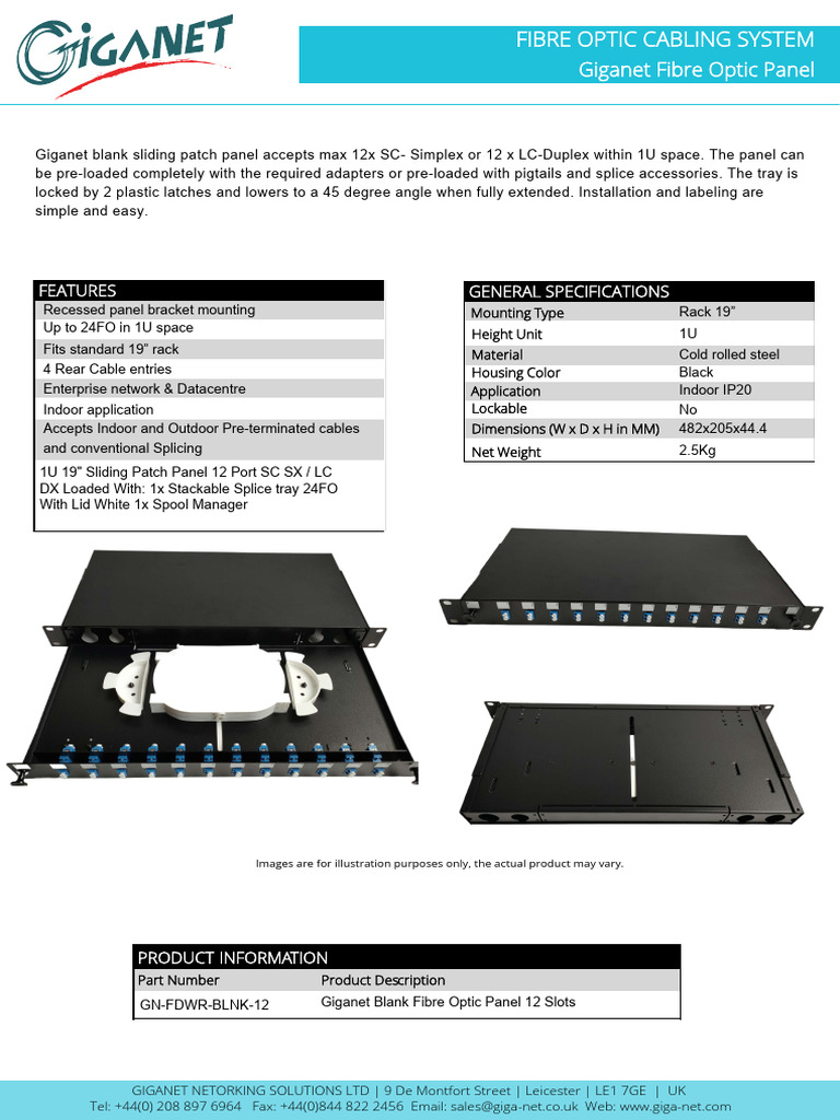Giganet 12-Port Fibre Optic Patch Panel | PDF