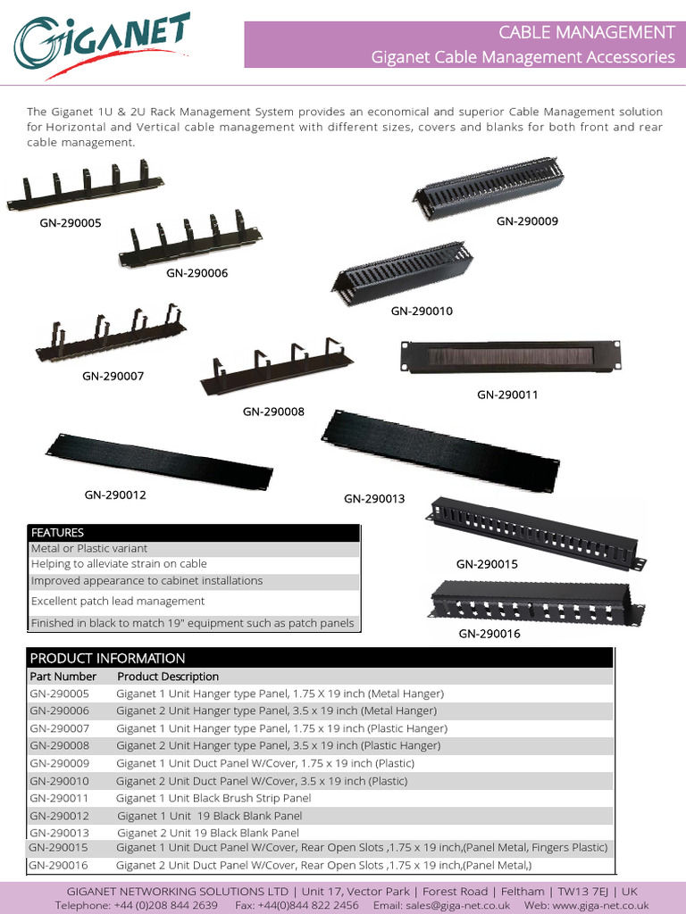 Giganet Cable - Management Accessories | PDF