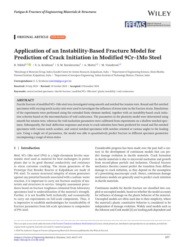 Instability-Based Fracture Model for P91 Steel | PDF | Fracture ...