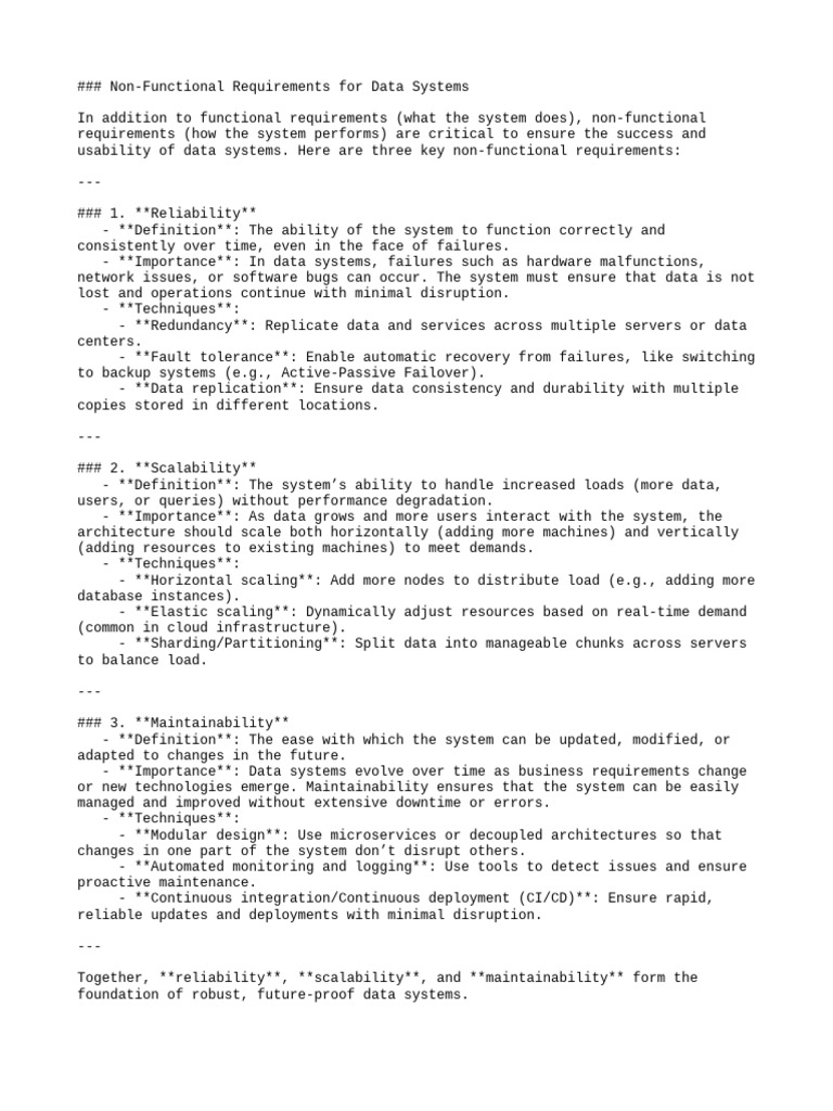 003 - Non Functional Requirements For Data Systems | PDF | Scalability | Computer Engineering