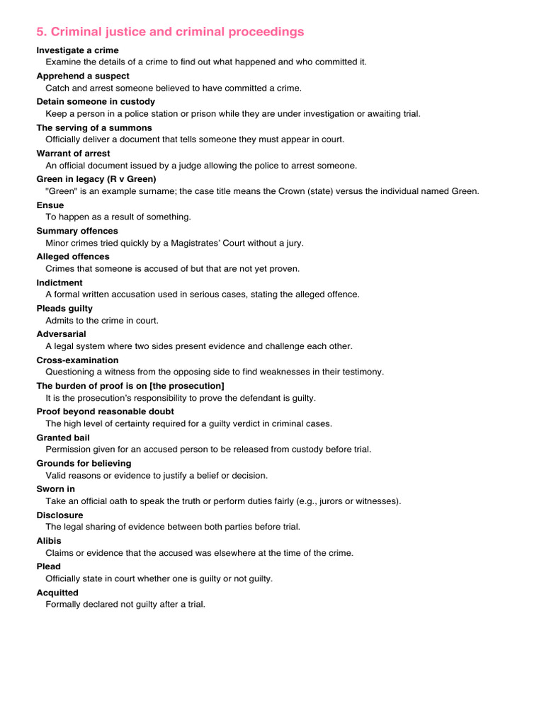 Complete Legal Vocabulary With Criminal Justice | PDF